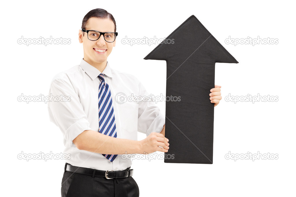 Man holding black arrow pointing up Stock Photo by ©ljsphotography 45871561