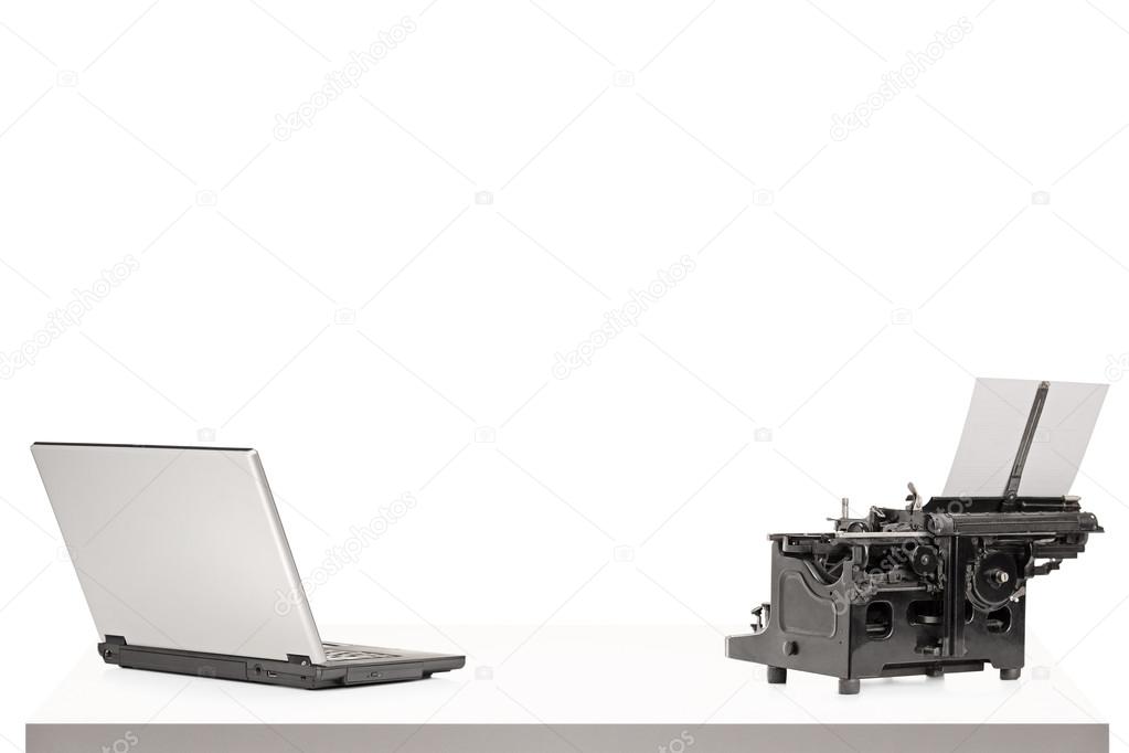 A laptop and typing machine Stock Photo by ©ljsphotography 45871781