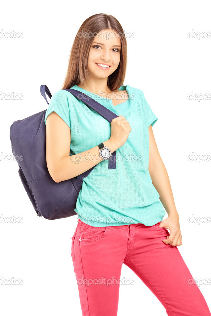 Smiling female student with backpack Stock Photo by ©ljsphotography ...