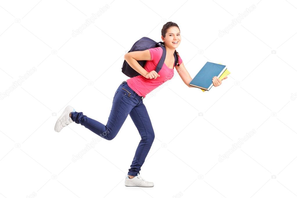 Student in hurry running with notebooks Stock Photo by ©ljsphotography ...