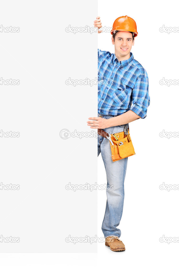 Male worker behind panel — Stock Photo © ljsphotography #45877041