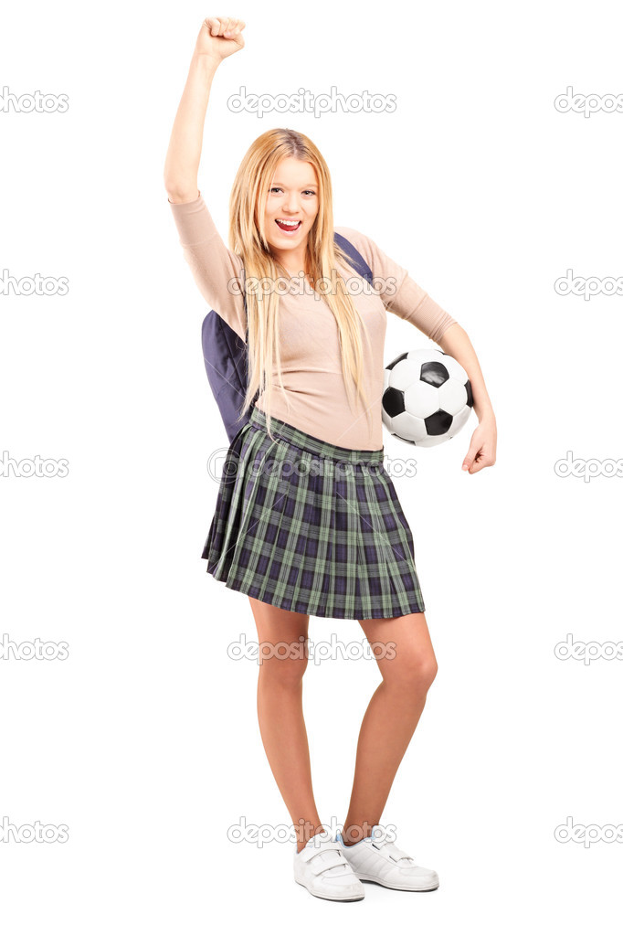 Student holding soccer ball — Stock Photo © ljsphotography #45880121