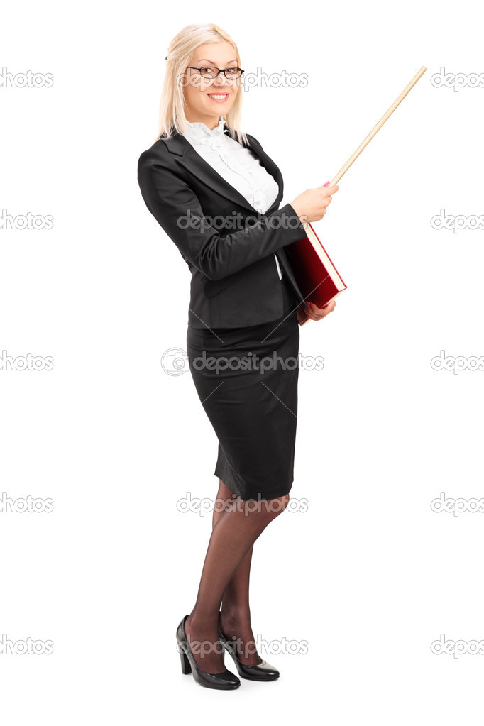 Female lecturer pointing with stick Stock Photo by ©ljsphotography 45886987
