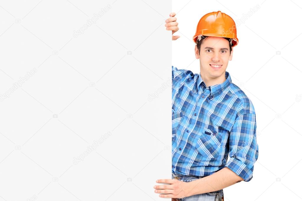 Male worker behind panel — Stock Photo © ljsphotography #45890447