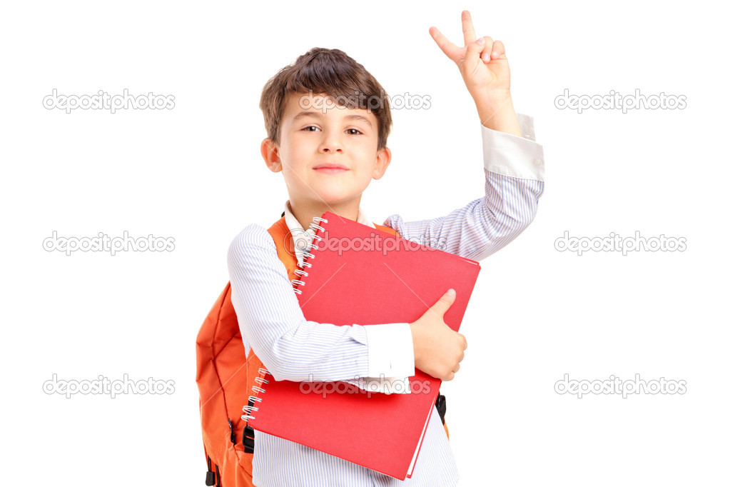 School boy holding notebook Stock Photo by ©ljsphotography 45891939