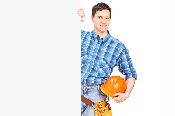 Construction worker with blank panel Stock Photo by ©ljsphotography ...