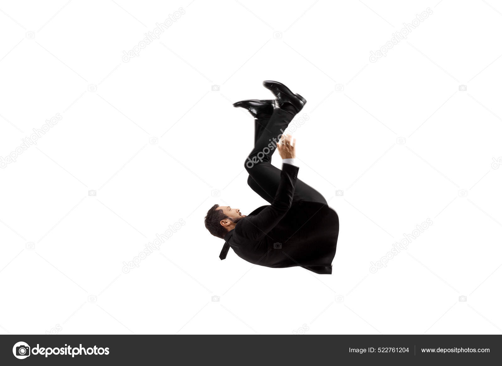 Man Black Suit Falling Ground Isolated White Background Stock Photo by ...