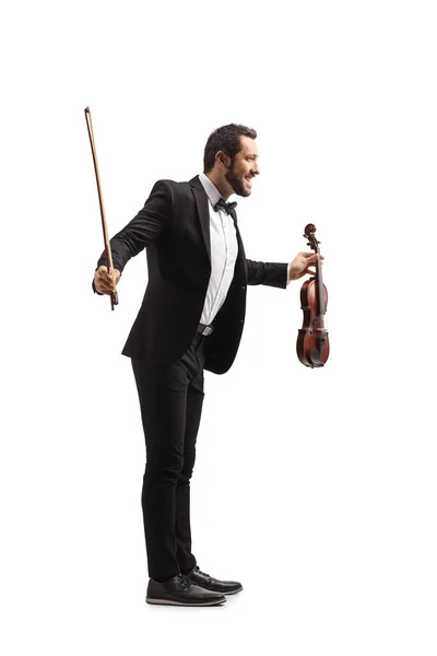 Young Male Conductor Directing Performance Isolated White Background ...