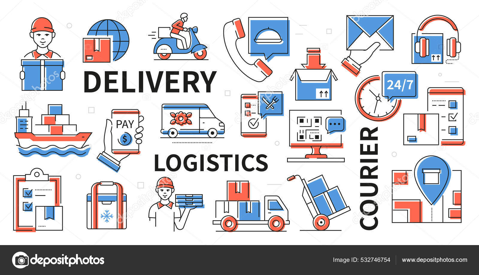 Delivery and logistics - colorful line design style banner Stock Vector ...