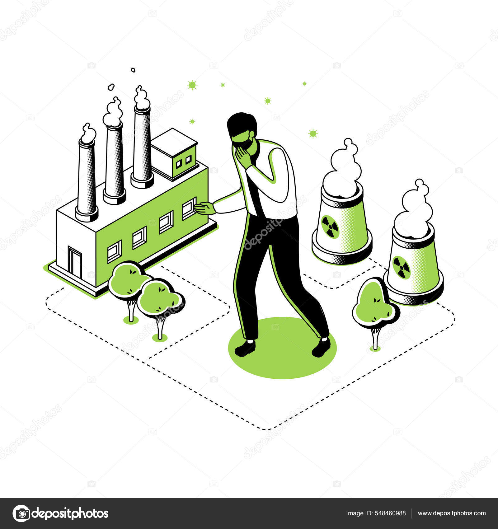Air pollution - modern line isometry design style illustration Stock ...
