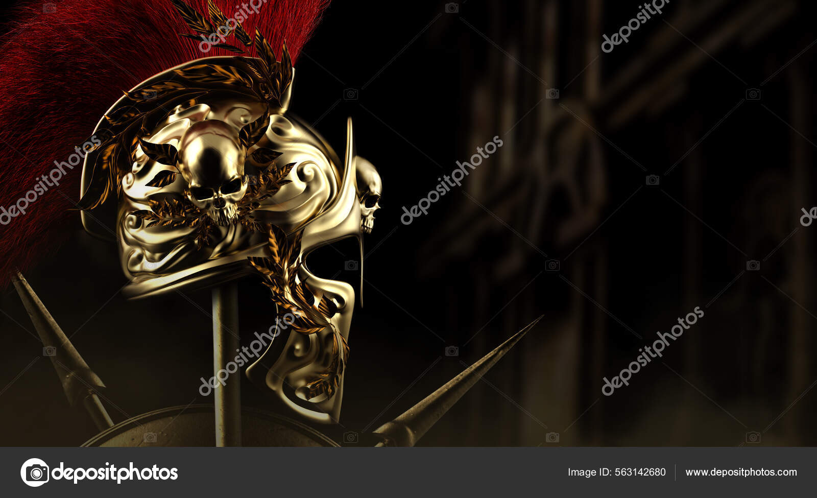 Skull Wearing Spartan Helmet