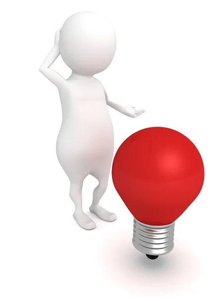 White 3d man with red idea light bulb — Stock Photo © VERSUSstudio ...