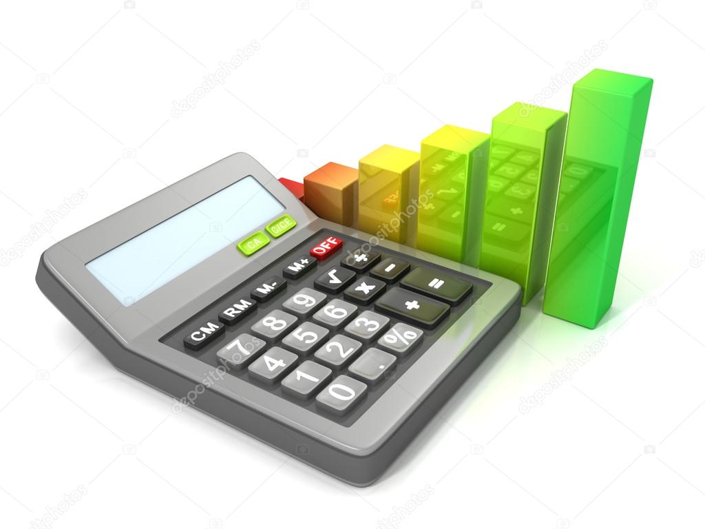 Calculator and bar graph diagram. Business concept — Stock Photo ...