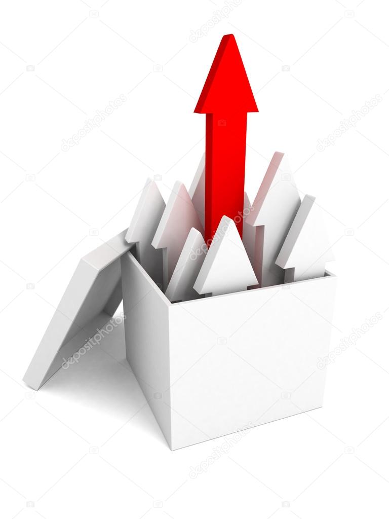 Red leader arrow forward out from group box Stock Photo by ...
