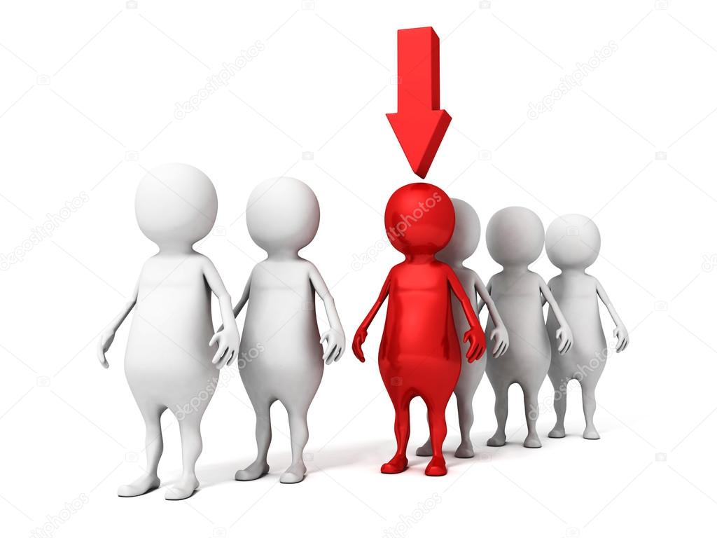Different 3d man standing out from the crowd — Stock Photo ...