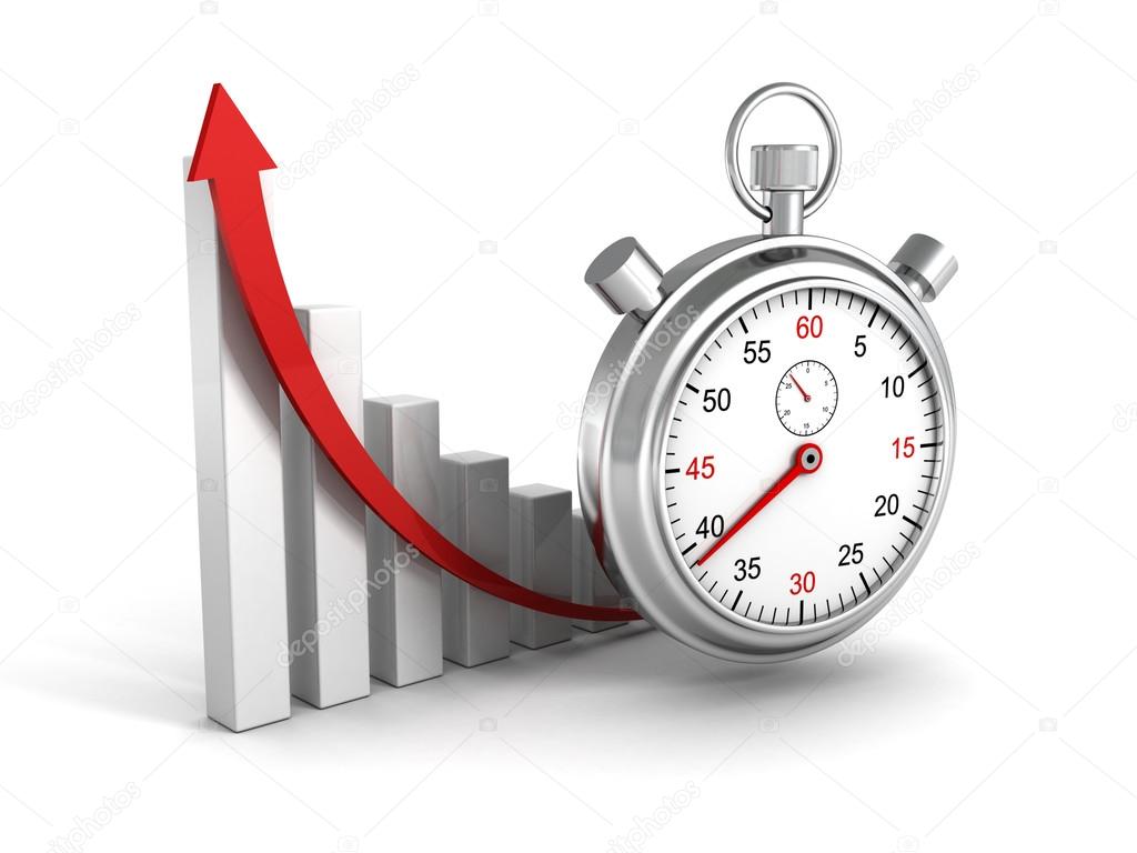 Success business graph grow arrow and stopwatch — Stock Photo ...