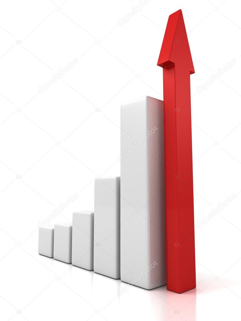 Graph with growing red arrow Stock Photo by ©VERSUSstudio 46270777
