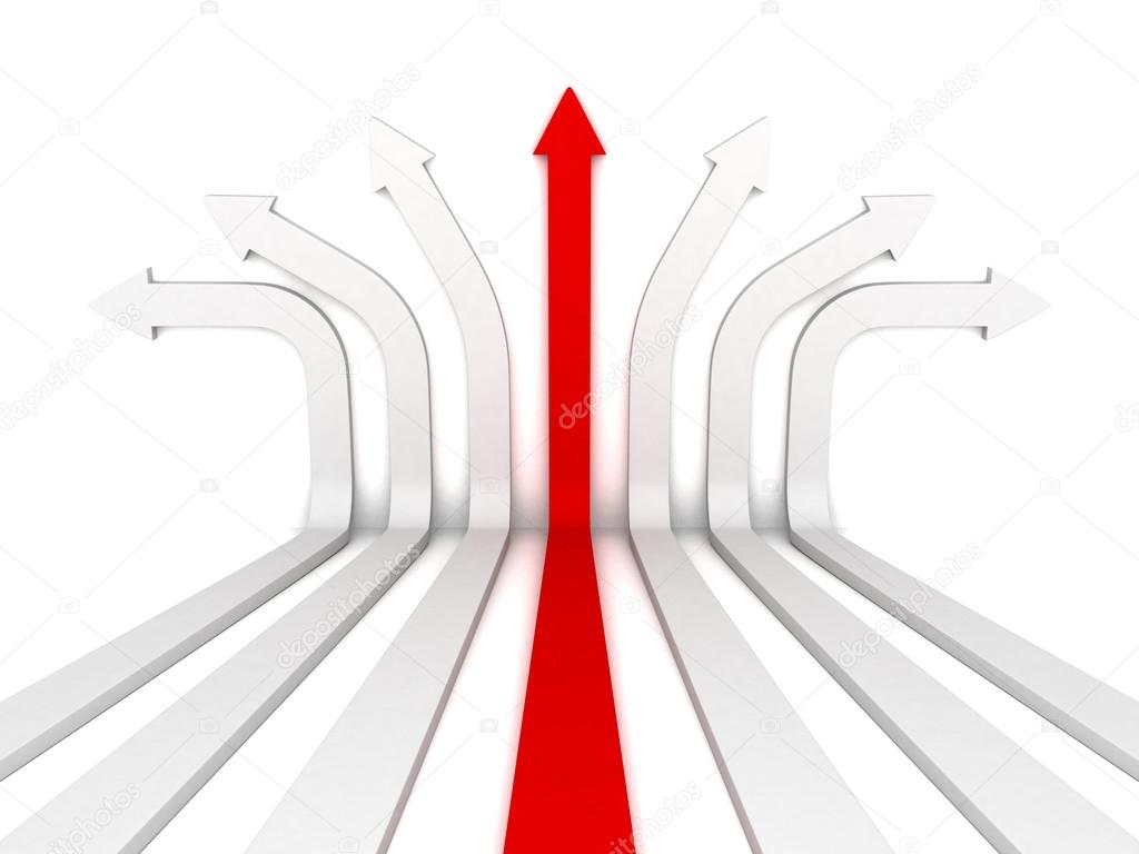 Single red arrow leader right direction forward — Stock Photo ...
