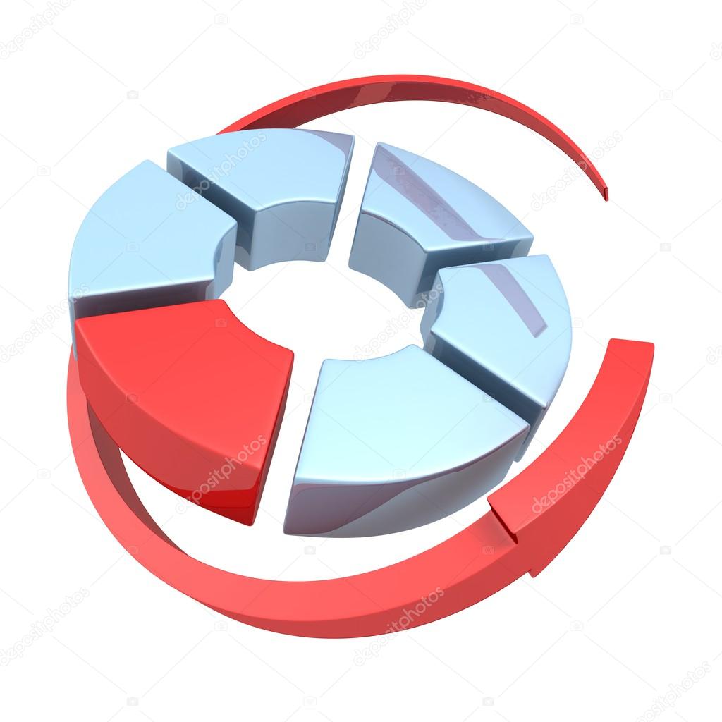 Pie chart with red part and arrow around — Stock Photo © VERSUSstudio ...