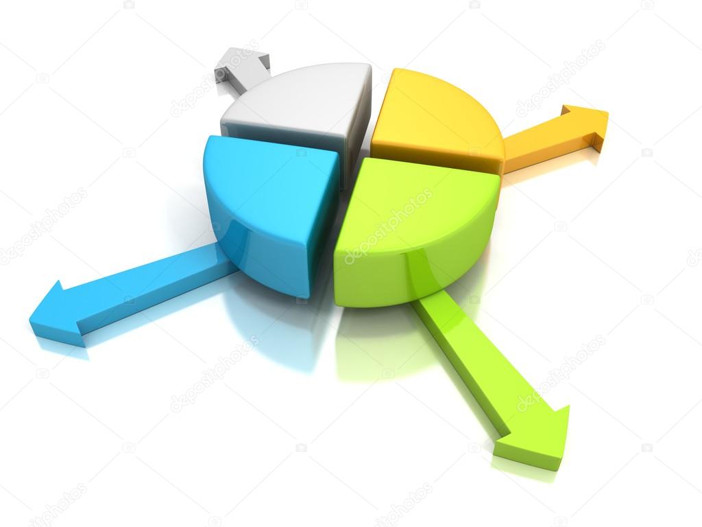 4 parts financial pie chart with arrows — Stock Photo © VERSUSstudio ...