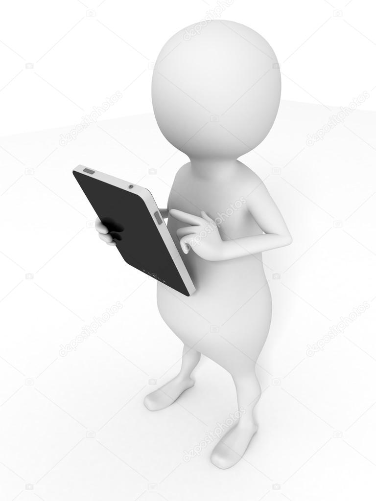 3d man with black PC tablet Stock Photo by ©VERSUSstudio 46326399