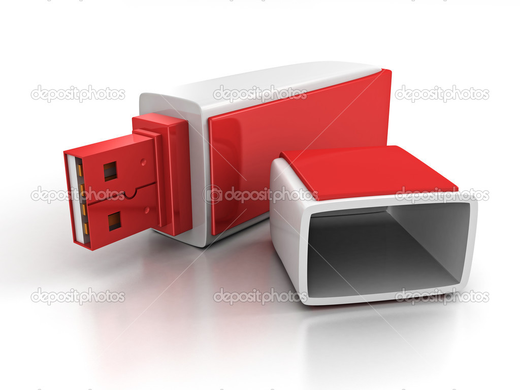 Red stylish USB flash drive Stock Photo by ©VERSUSstudio 46329359