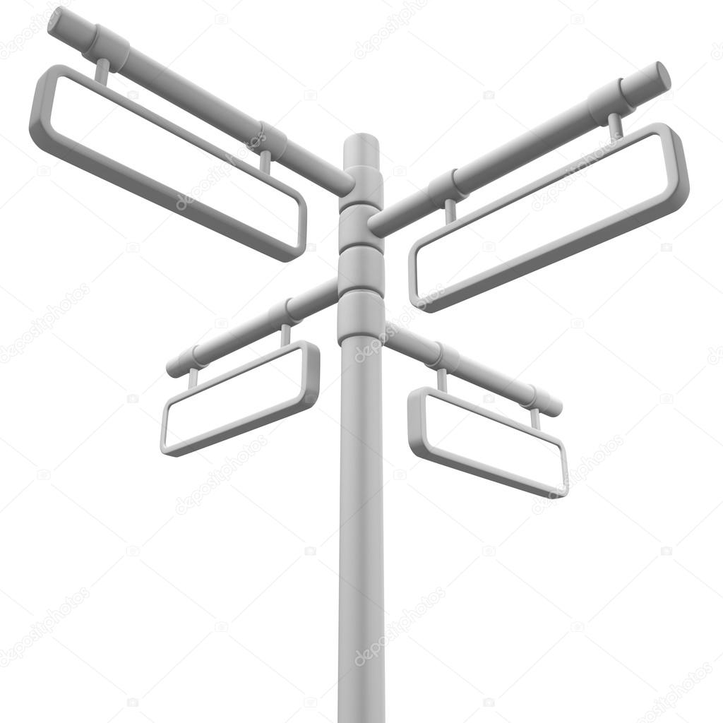 Blank road four directions sign Stock Photo by ©VERSUSstudio 46330387