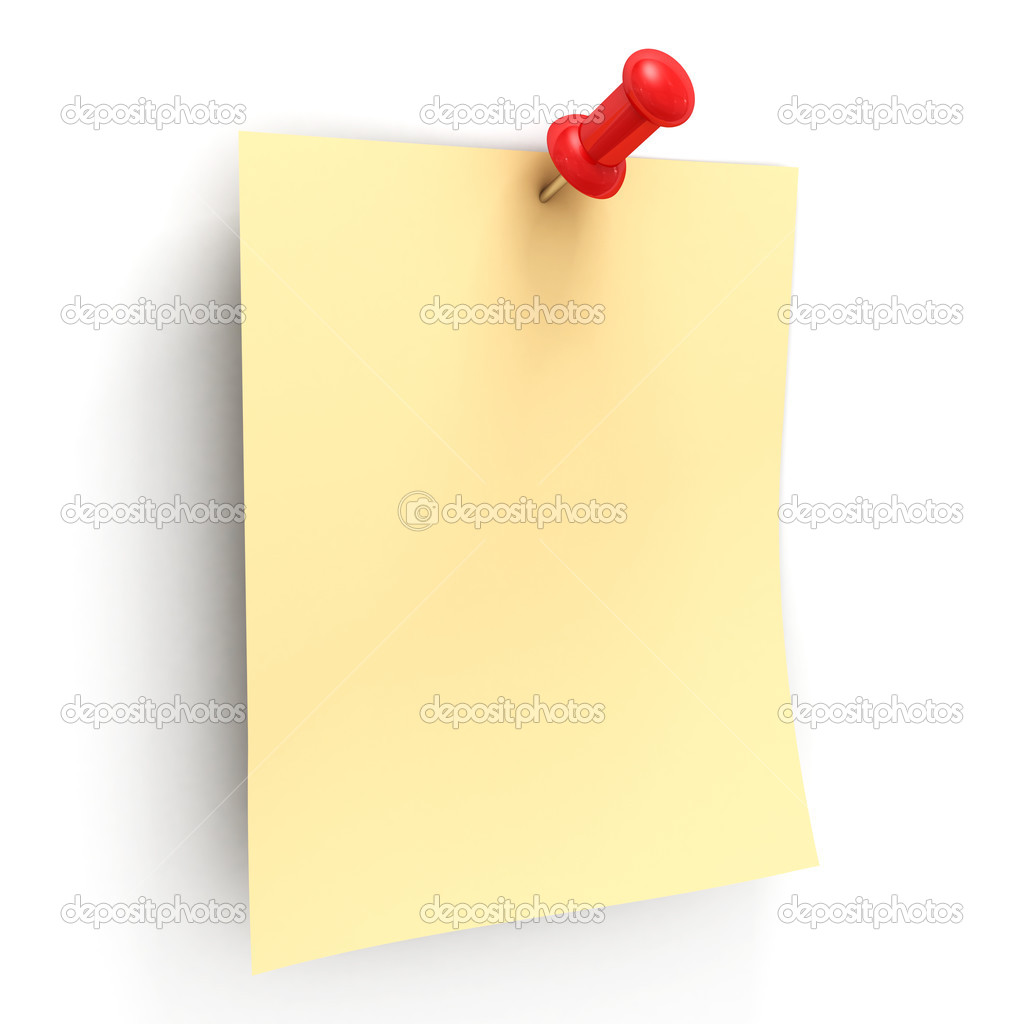 Yellow note with red pin — Stock Photo © VERSUSstudio #46331093