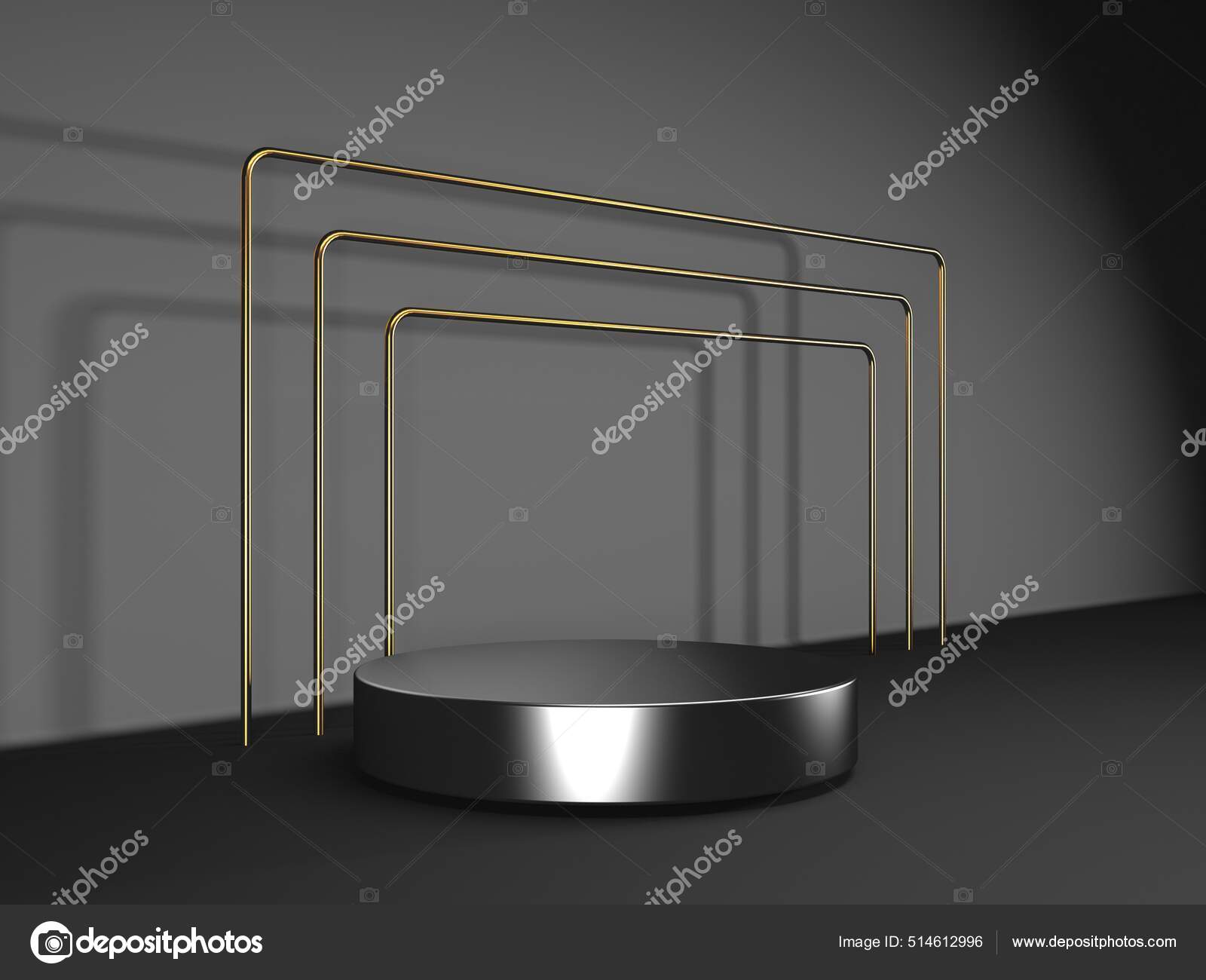 Black Stand Podium Dark Background Realistic Dark Platform Render Stock ...