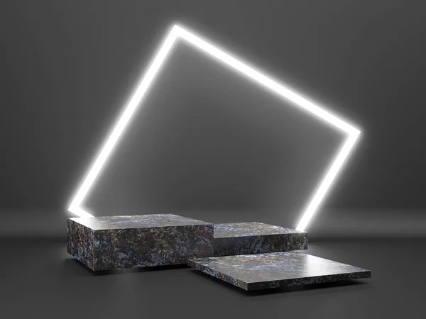 Black Stand Podium Dark Background Realistic Dark Platform Render Stock ...