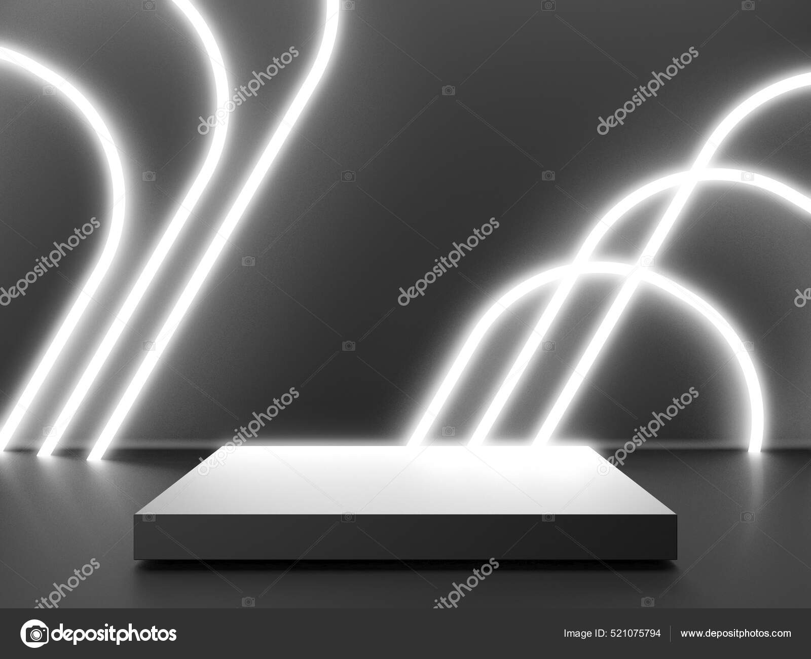 Black Stand Podium Dark Background Realistic Dark Platform Render Stock ...