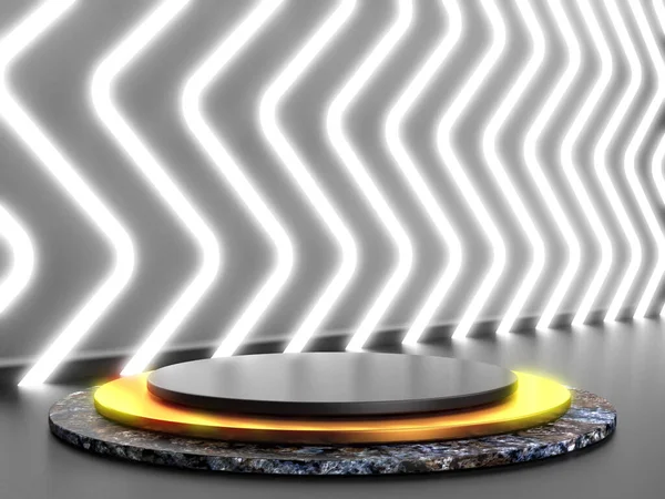 Black Stand Podium Dark Background Realistic Dark Platform Render ...