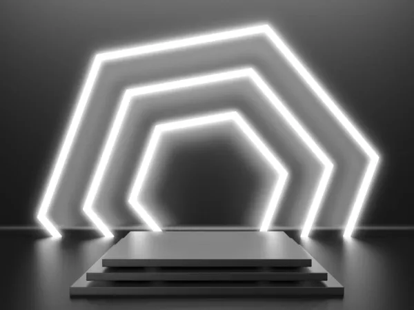 Black Stand Podium Dark Background Realistic Dark Platform Render Stock ...