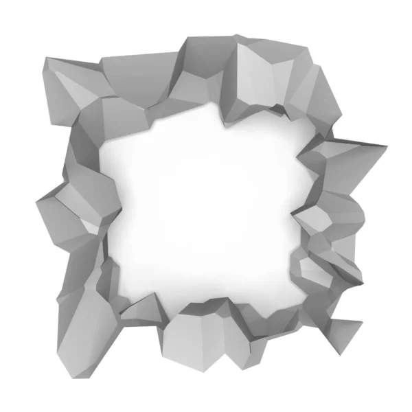 Dark Destruction Cracked Hole White Stone Wall Render Illustration ...