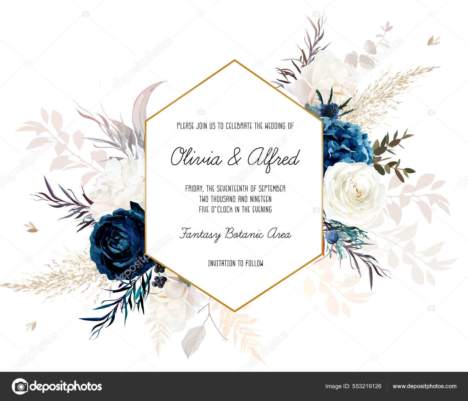 Flower geometric line art vector design frame. Wedding watercolor ...