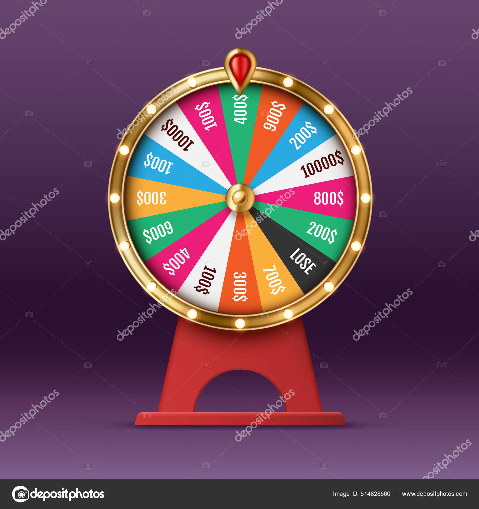 Realistic casino fortune wheel. Spinning rotating roulette, lottery ...