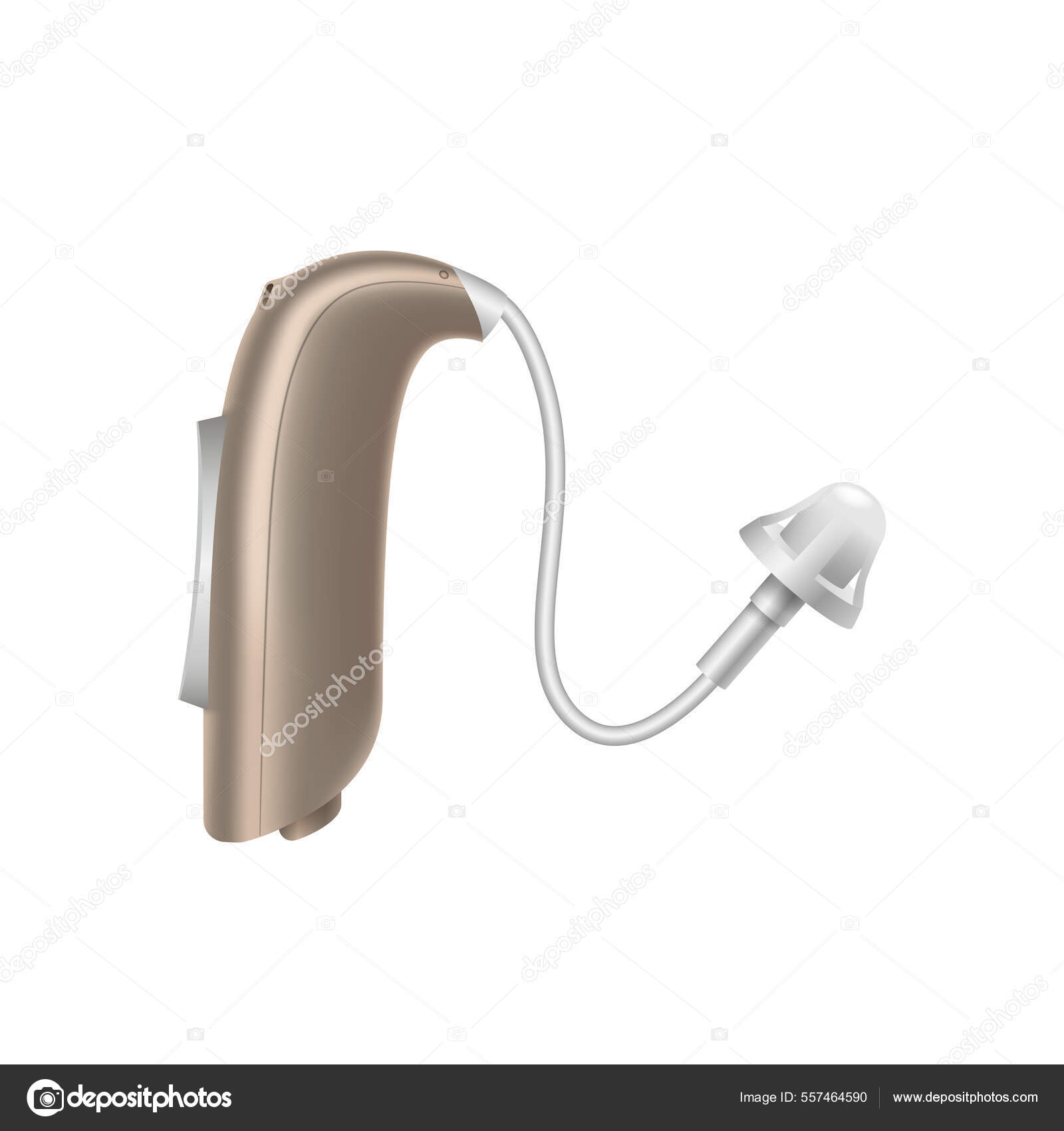 Modern medical hearing device for deafness rehabilitation. Realistic ...