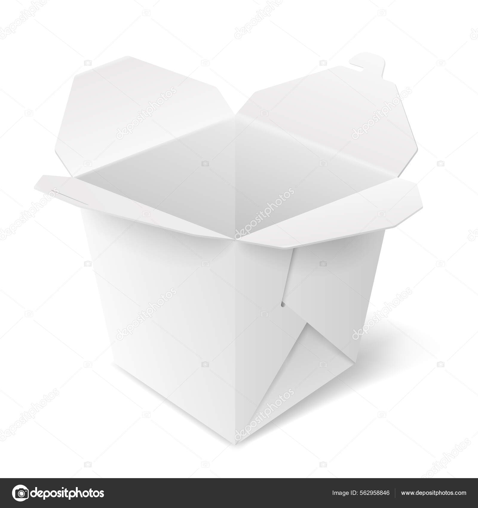 Empty white wok box, paper packaging for chinese takeaway food, noodle ...