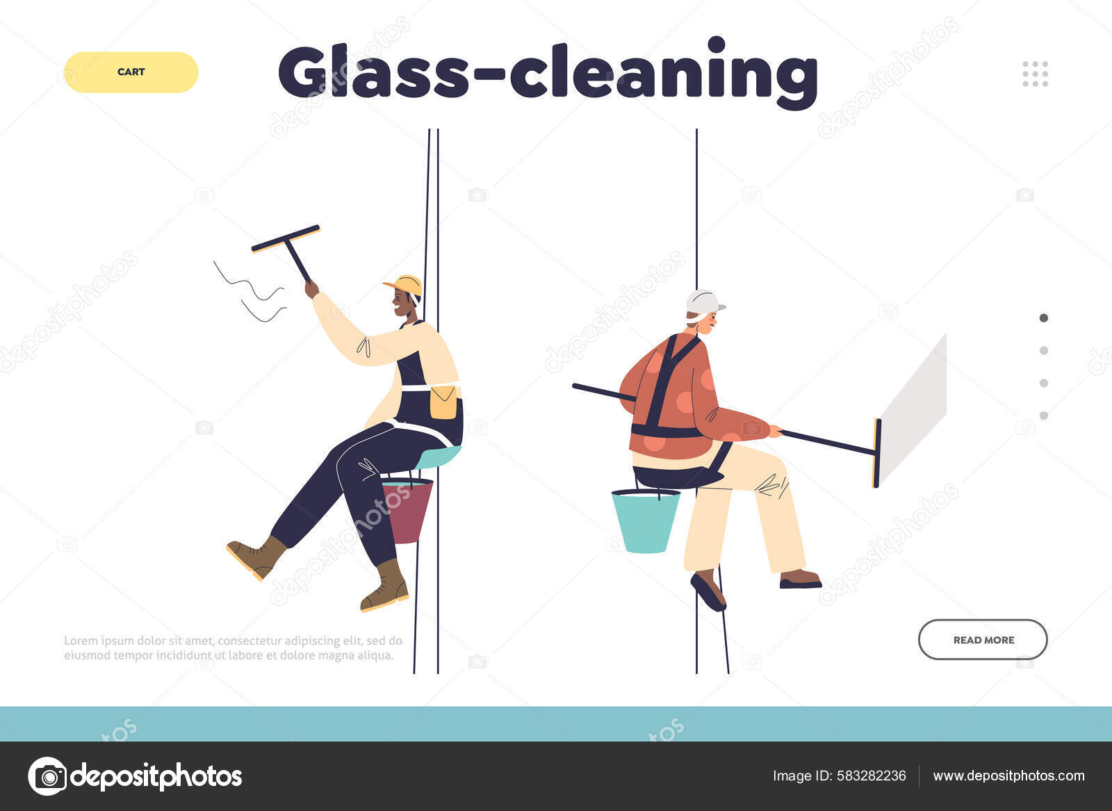 Glass Cleaning Concept Landing Page Window Washers Steeplejack Washing ...