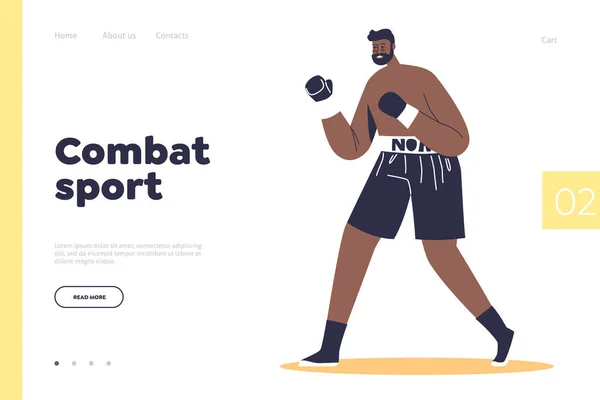 Combat sport concept of landing page with male boxer wearing boxing ...