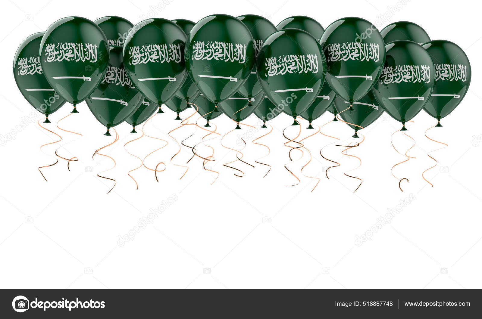 Balloons Saudi Arabian Flag Rendering Isolated White Background — Stock ...