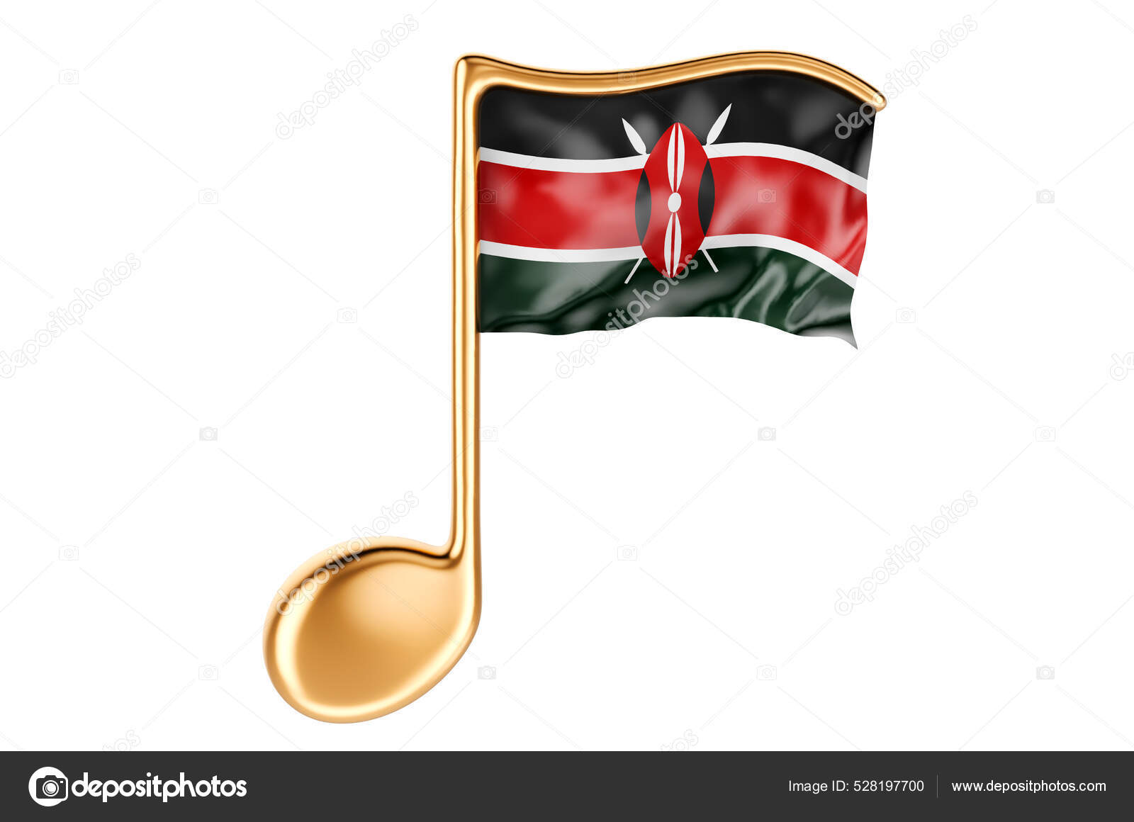 Musical Note Kenyan Flag Music Kenya Concept Rendering Isolated White ...