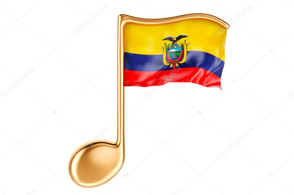 Nota musical con bandera ecuatoriana. Música en Ecuador, concepto ...
