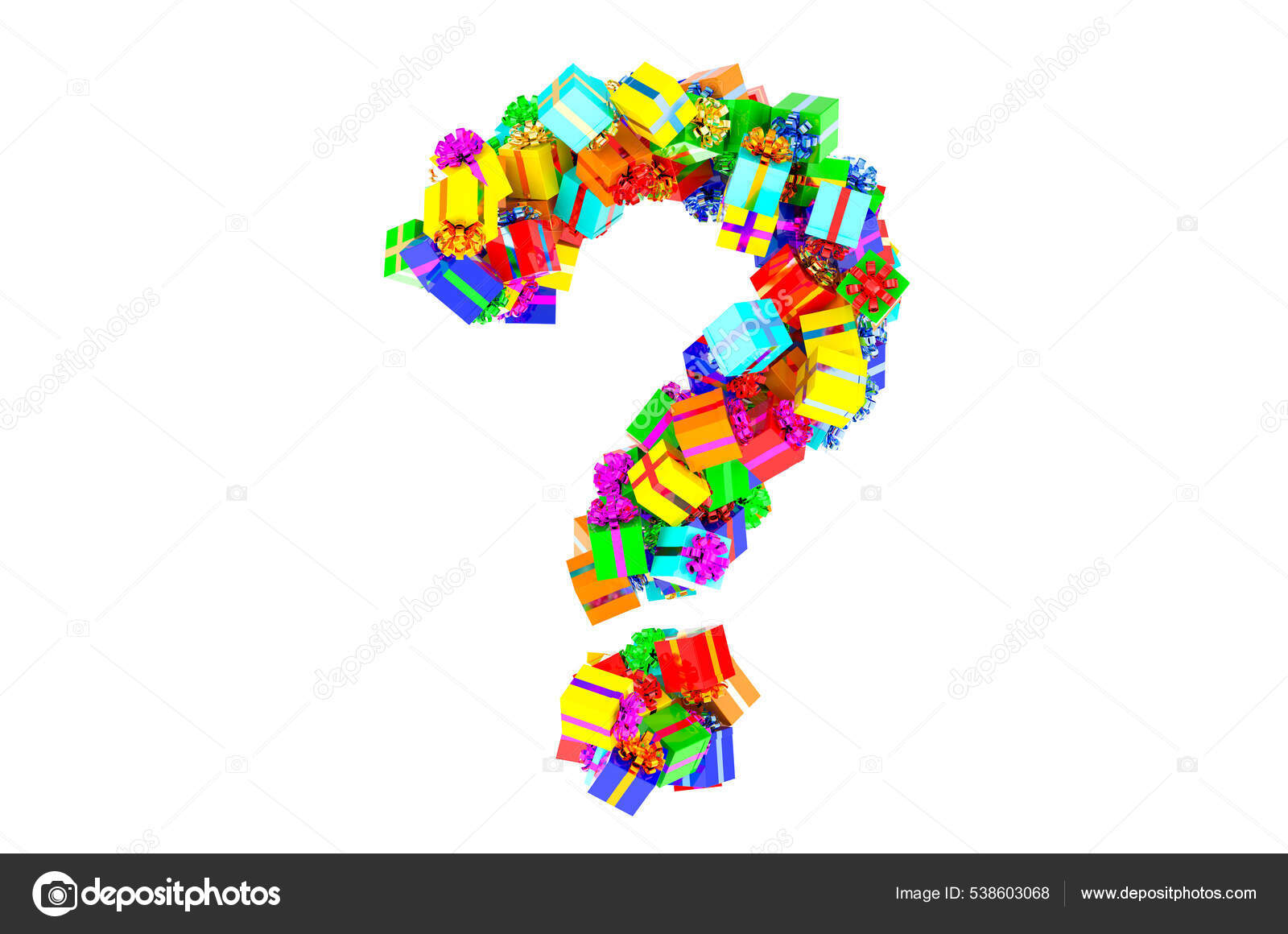 Question Mark Colored Gift Boxes Rendering Isolated White Background ...