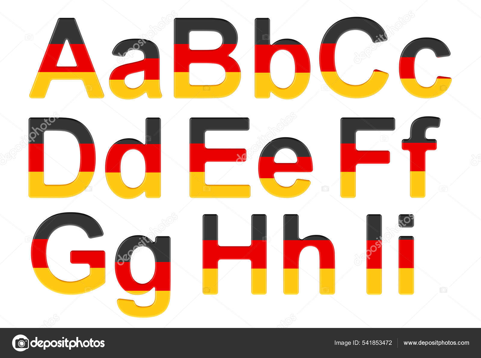 Letters German Flag Uppercase Lowercase Letters Rendering Isolated ...