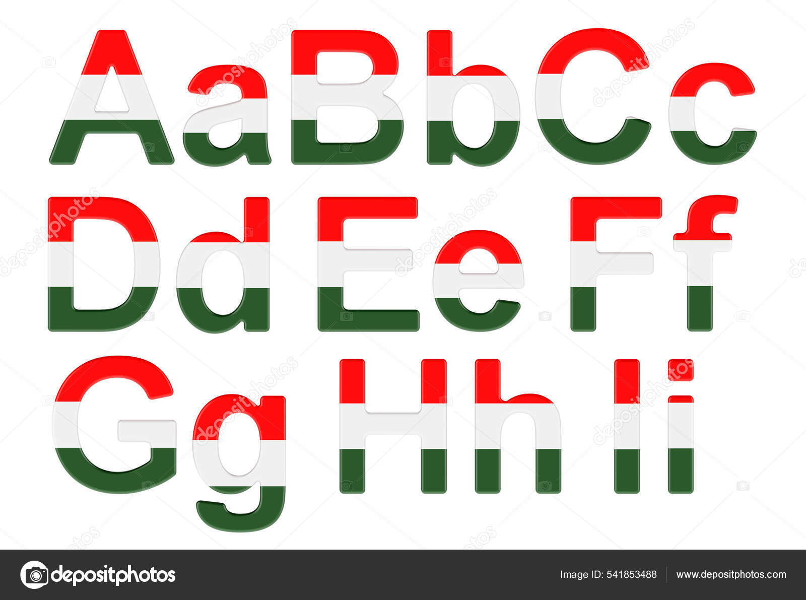 Letters Hungarian Flag Uppercase Lowercase Letters Rendering Isolated ...