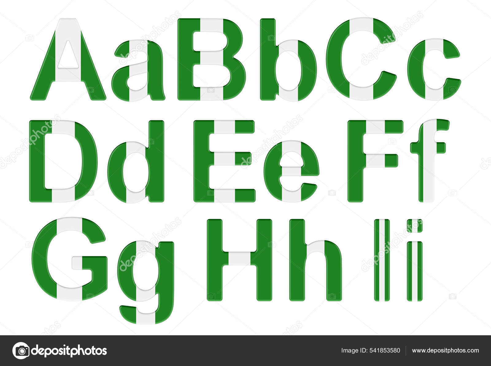 Letters Nigerian Flag Uppercase Lowercase Letters Rendering Isolated ...