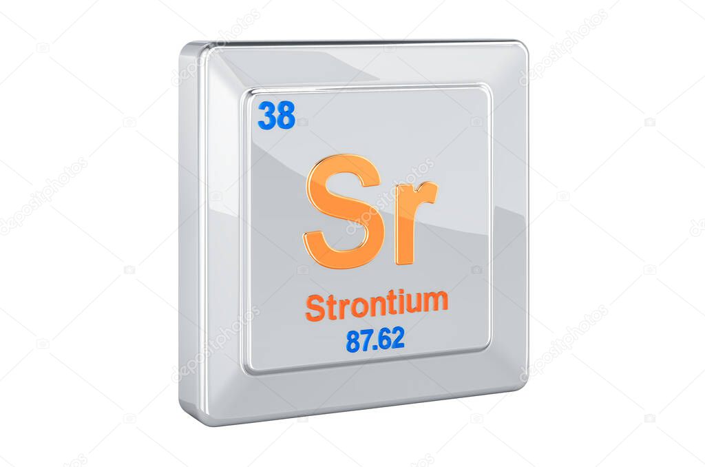 Estroncio Sr, signo de elemento químico. Representación 3D aislada ... Estroncio Sr, signo de elemento químico. Representación 3D aislada ...