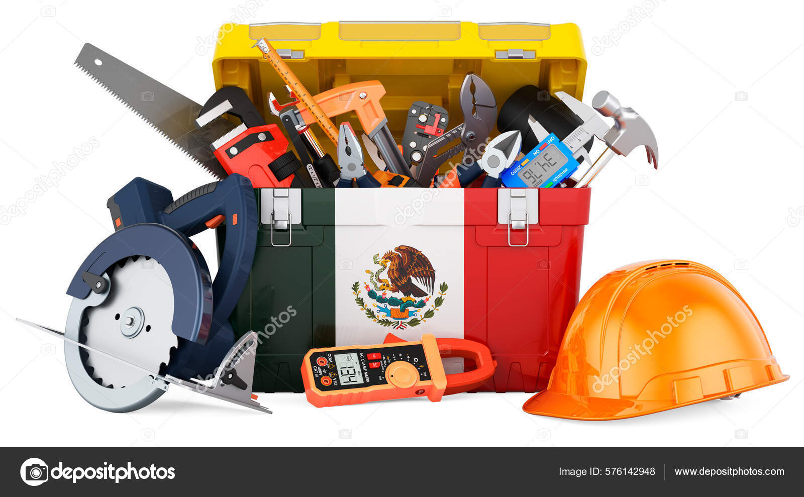 Mexican Flag Painted Toolbox Service Repair Construction Mexico Concept ...