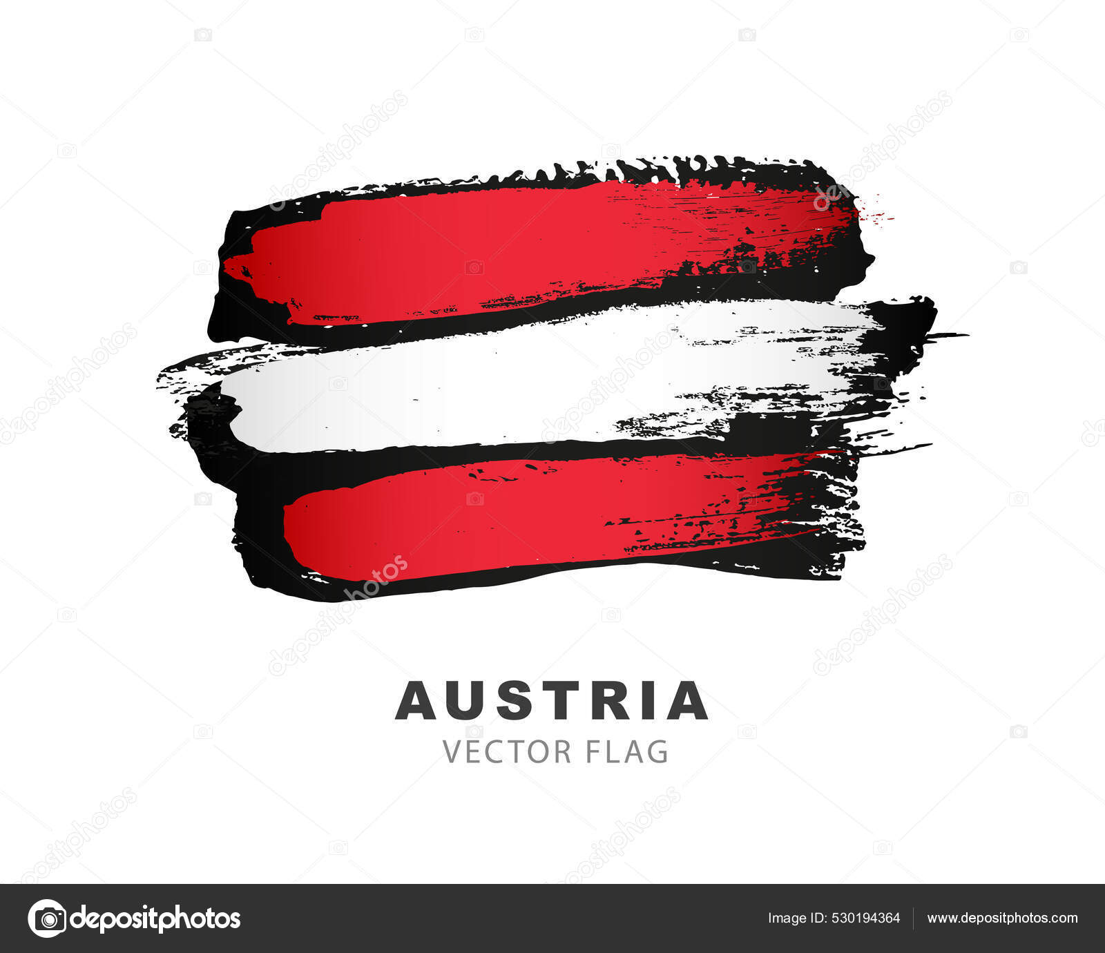 Austria Flag Hand Drawn Colored Brush Strokes Vector Illustration ...